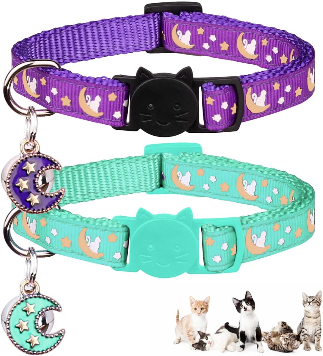 Pet Supplies : 2Pcs Breakaway Cats Collars Cat Collars for Boy & Girl ...