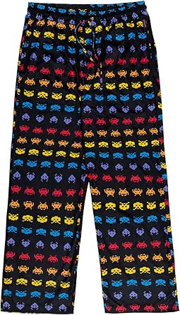 SPPRANDOM Space Invaders Mens Fleece Pajama Pants Black XX-Large at ...