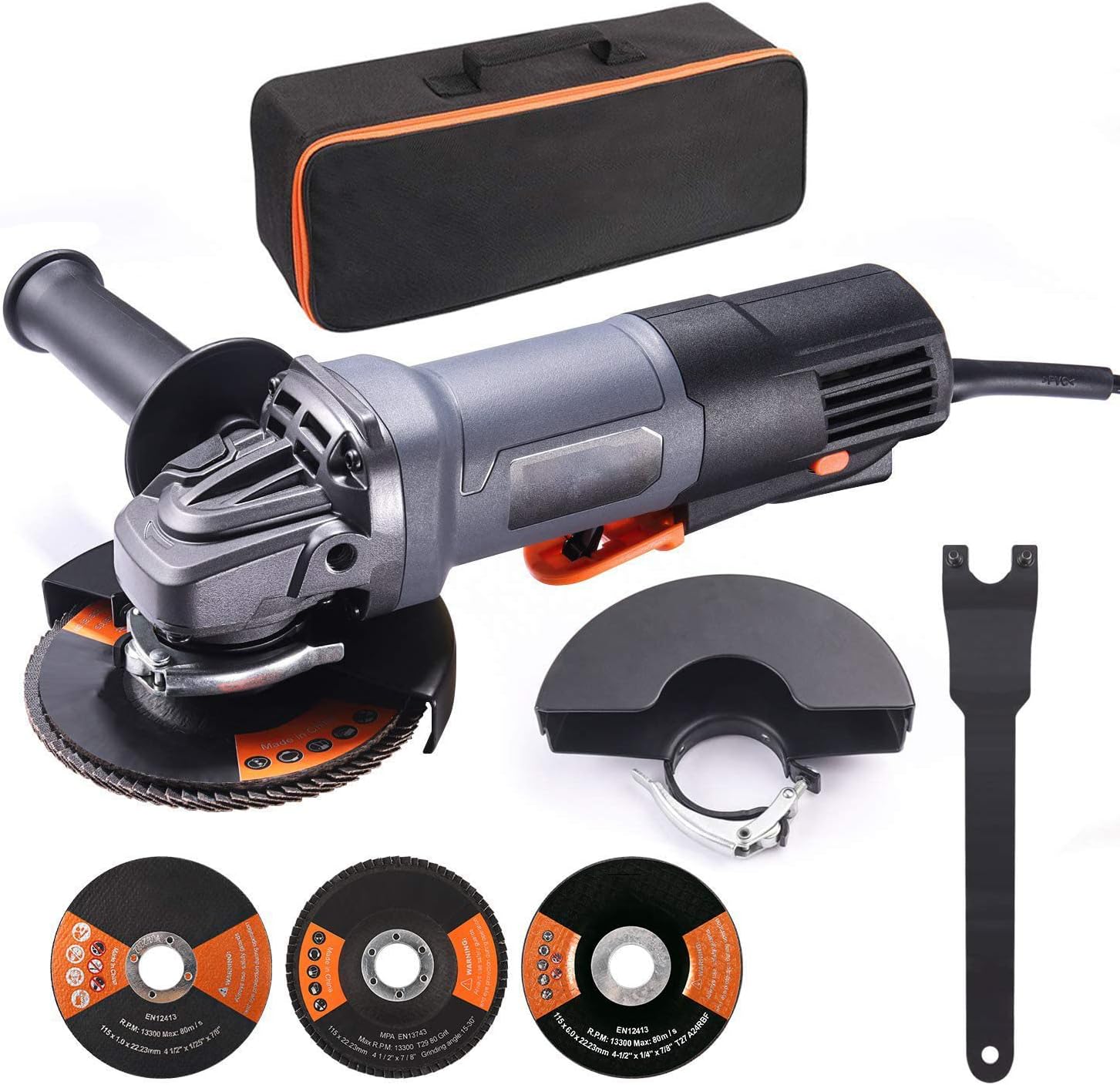 Angle Grinder Tool, 4-1/2-inch Angle Grinder 12000RPM, with Anti ...