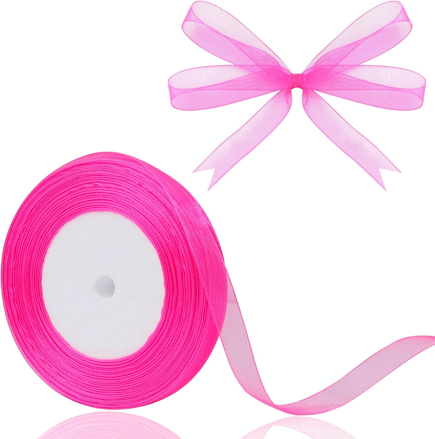 Amazon.com: Hiswan 3/8 inch Sheer Organza Ribbon 50 Yards Hot Pink ...