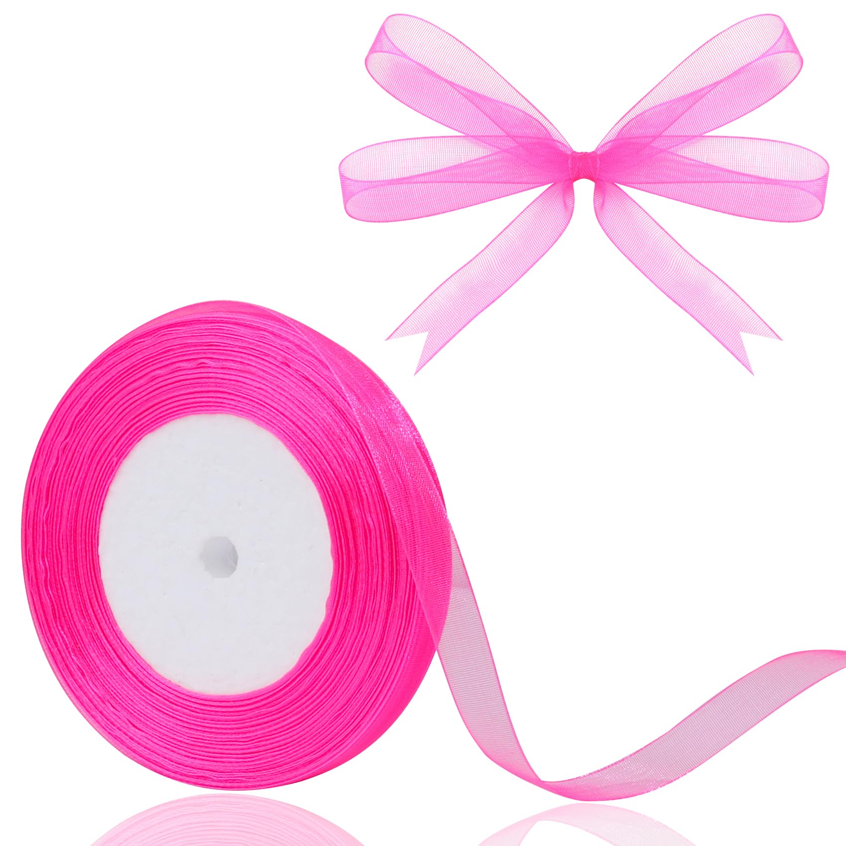 Amazon.com: Hiswan 3/8 inch Sheer Organza Ribbon 50 Yards Hot Pink ...
