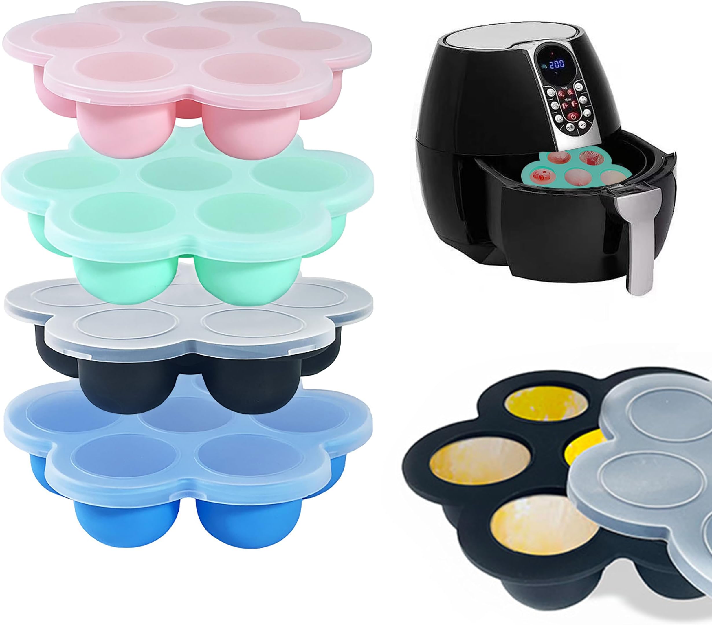 Amazon.com: DIFENLUN [4 Pack] Silicone Egg Molds for 5,6,8 Quart ...