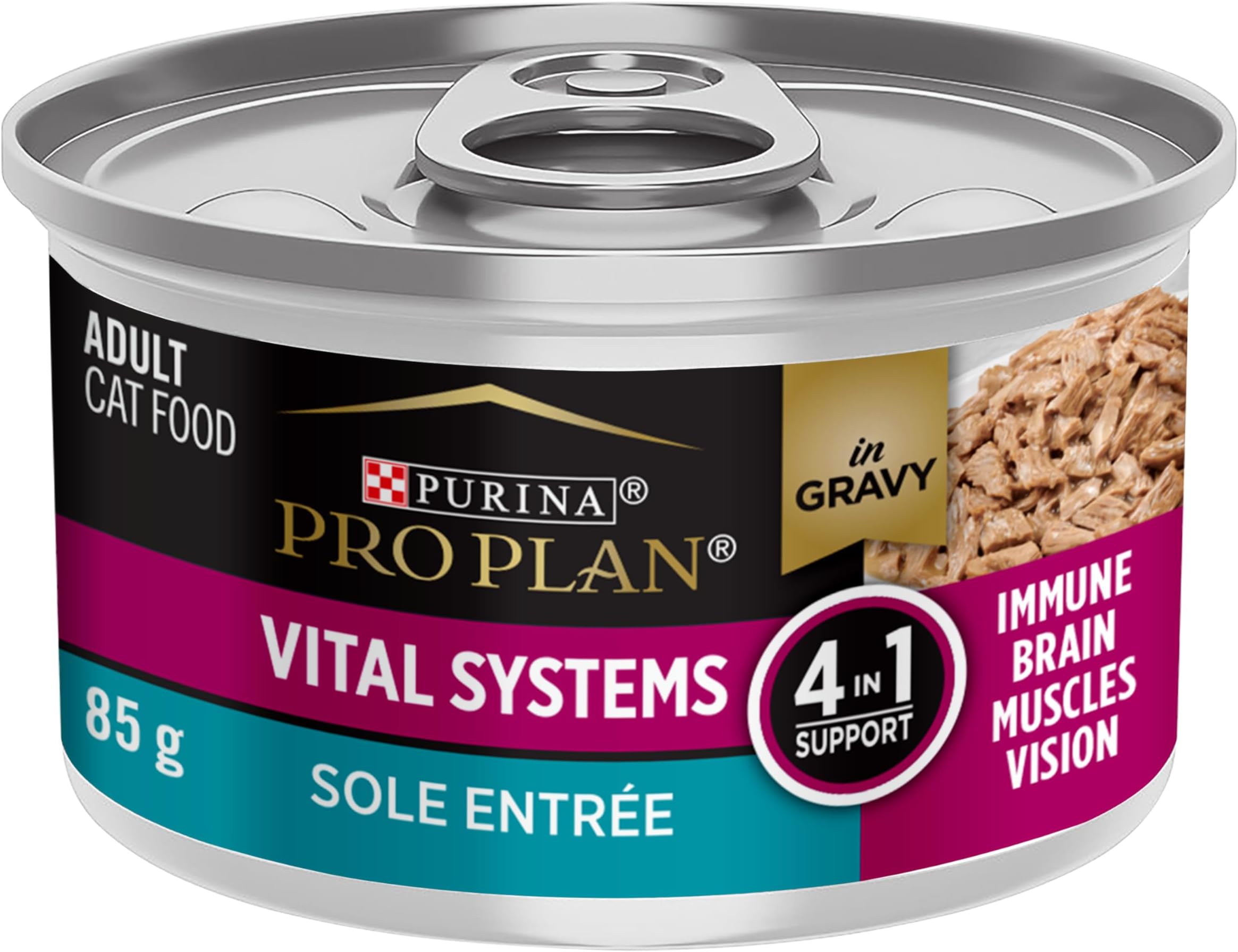 Purina Pro Plan Vital Systems Wet Cat Food, Sole in Gravy Entree - 85 g ...