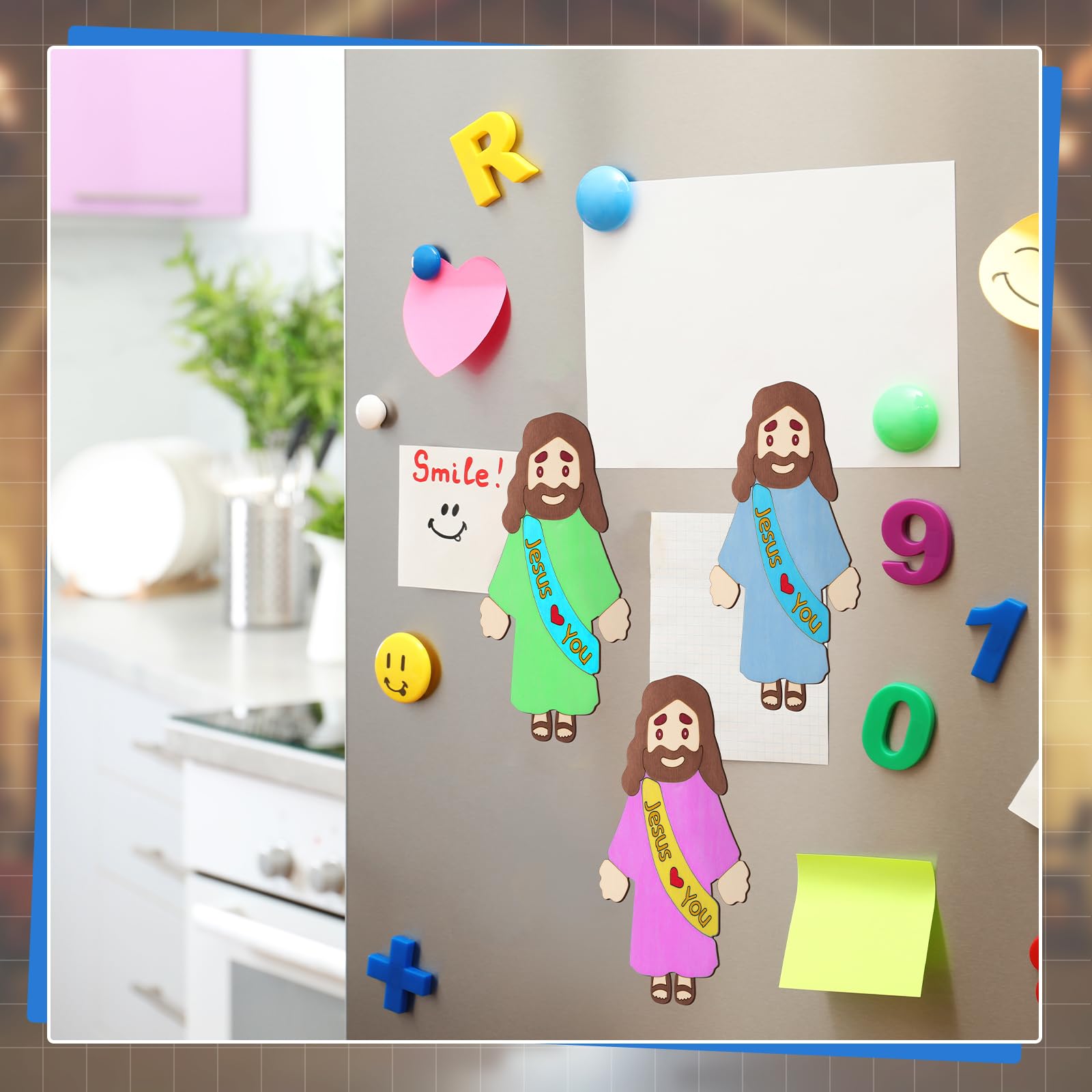 Snapklik.com : Blueweenly 48 Sets DIY Wood Jesus Figure Crafts Magnet ...
