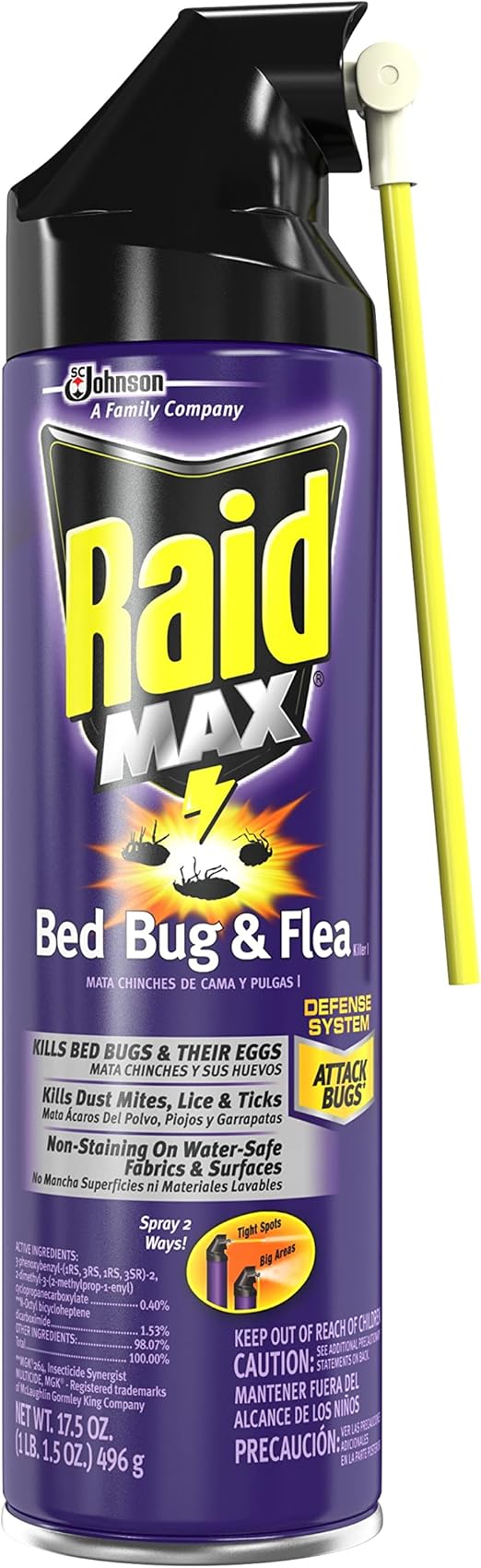 Amazon.com: Raid Max Bed Bug and Flea Killer, Kills Bed Bugs and Their ...