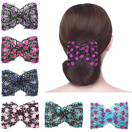 Amazon.com : Yeshan Magic Hair Side Combs for Women Wood Beaded Stretch ...