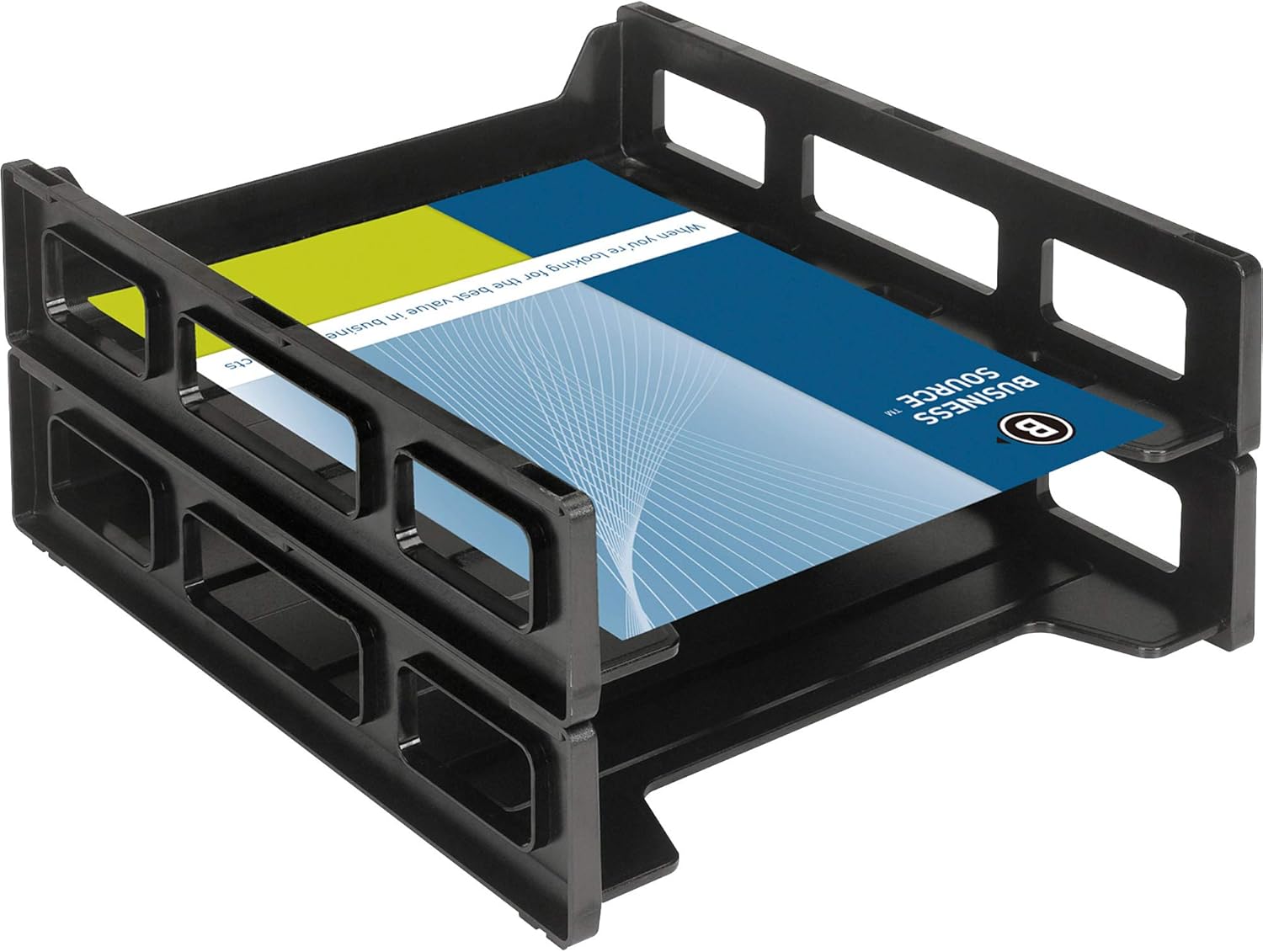 Amazon.com : Business Source Front-Load Stackable Letter Tray, Black ...