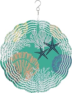 Amazon.com: Wind Spinner Coral Starfish Shell Seamless on Green Back ...