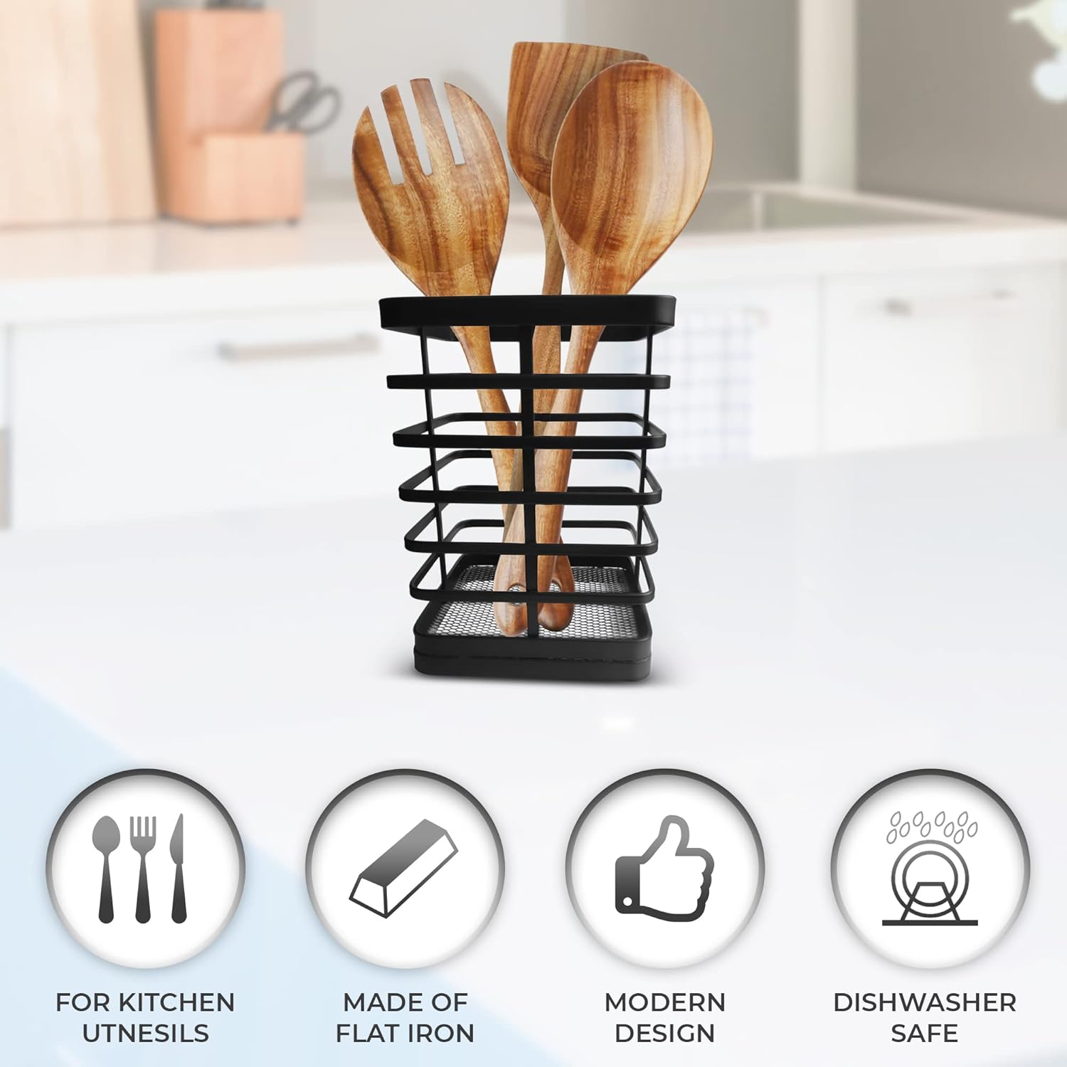 Kitchen Utensil Holder, Cutlery Holder Stand | Metal Wire Utensil ...