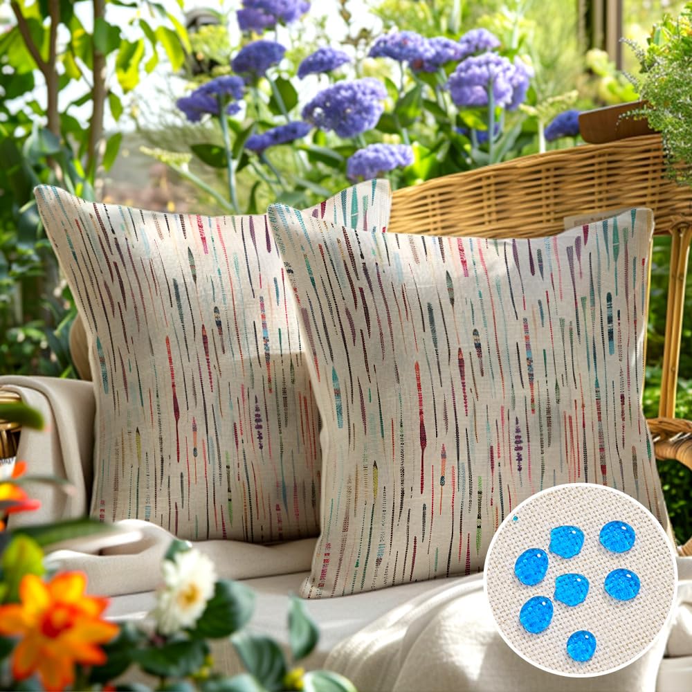 wtisan Cushion Cover 45 x 45 cm Decorative Set of 2 Waterproof Outdoor ...