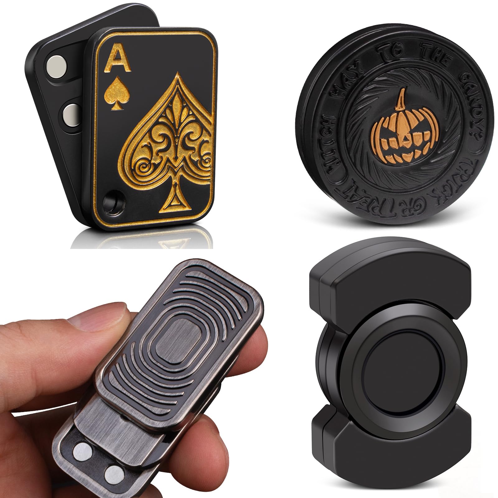 Amazon.com: 4 Pcs Metal Fidget, Fidget Spinner + Fidget Coin + Triple ...