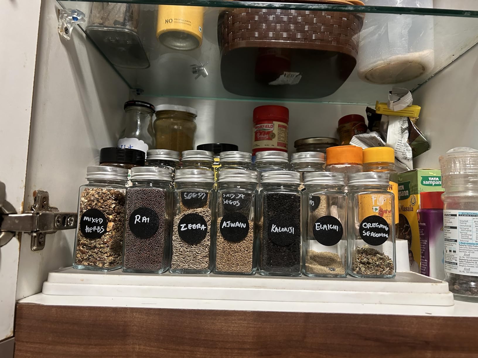 KITOME Clear Glass Spice Jars, 120Ml Empty Square Seasoning Bottles ...