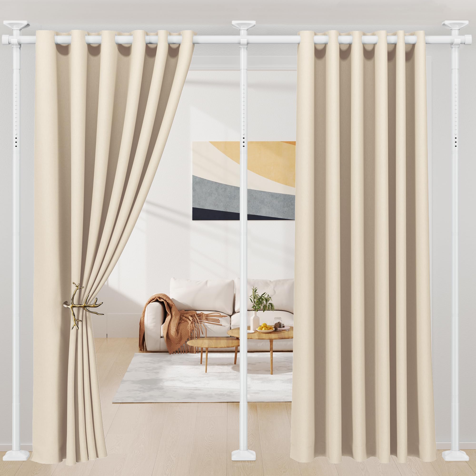 Snapklik.com : SUNALLY Room Divider No Drilling Curtain Rod Wall ...