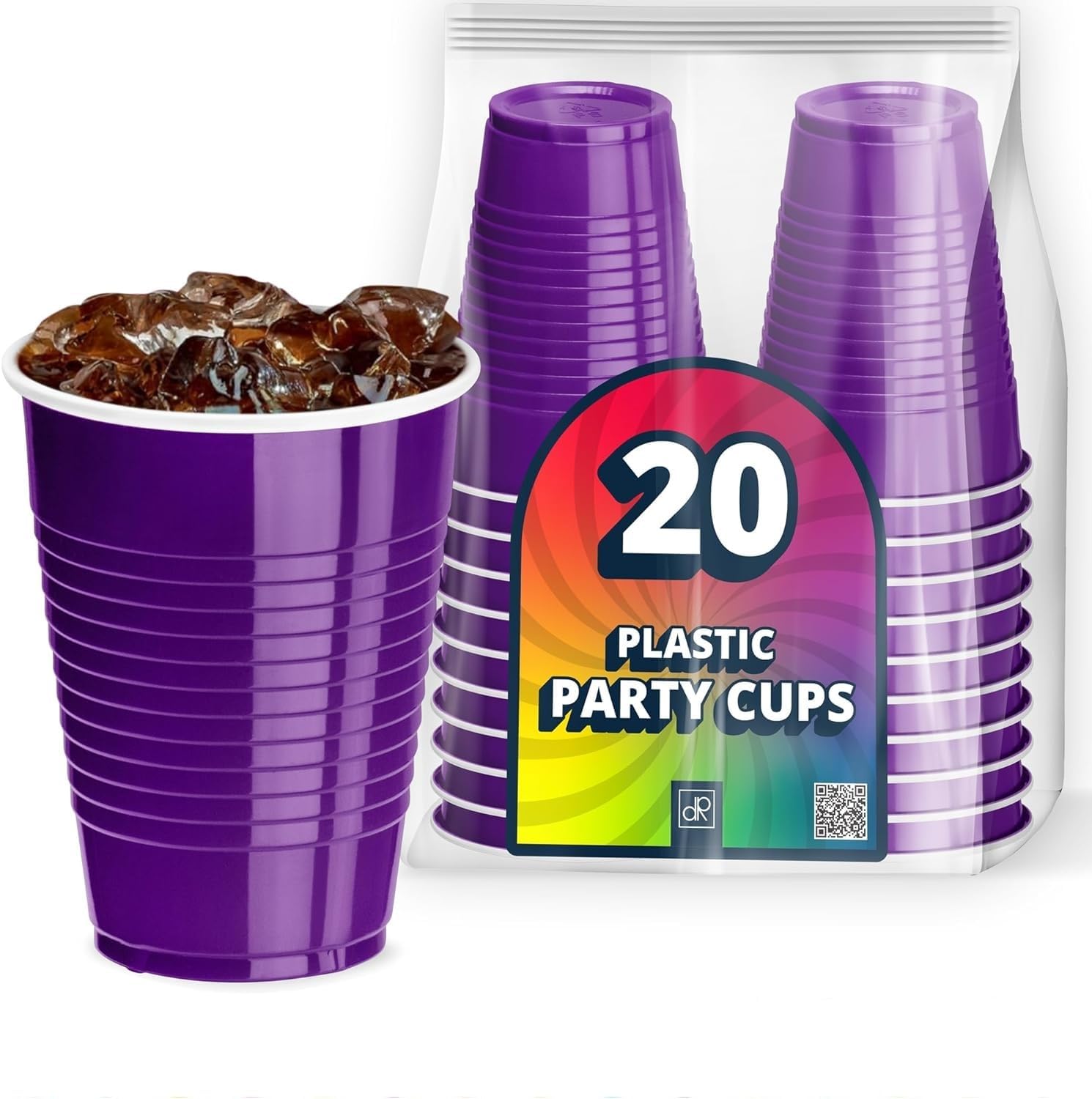 Amazon.com: DecorRack 20 Party Cups 12 oz Disposable Plastic Cups for ...