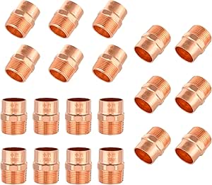 20-PACK GUOFIS 1Inch C x 1Inch MNPT Copper Male Adapter, LF Short ...