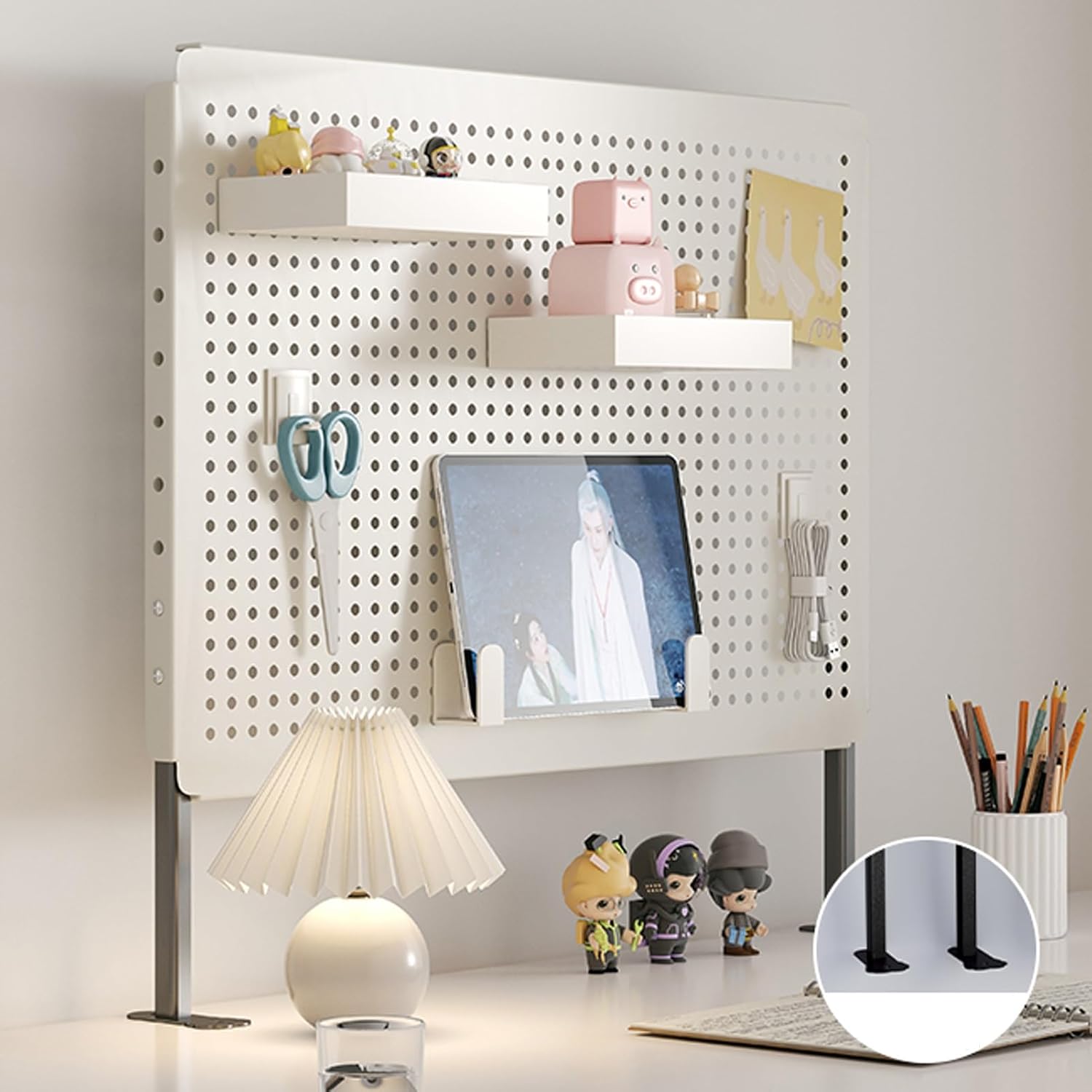 Amazon.com: XRRJFYH Desk Pegboard Kit, Metal Peg Board with Height ...