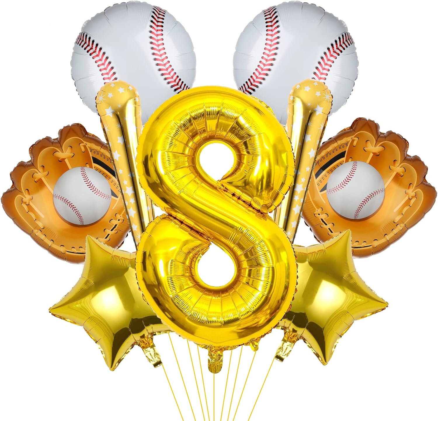 Amazon.com: 9pcs Baseball Balloons, Baseball Birthday Number Mylar Foil ...