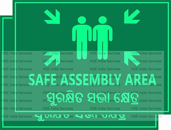 HSE India Services Safe Assembly Area Sign Board in Both Language English & Odiya Qty 2no's ...