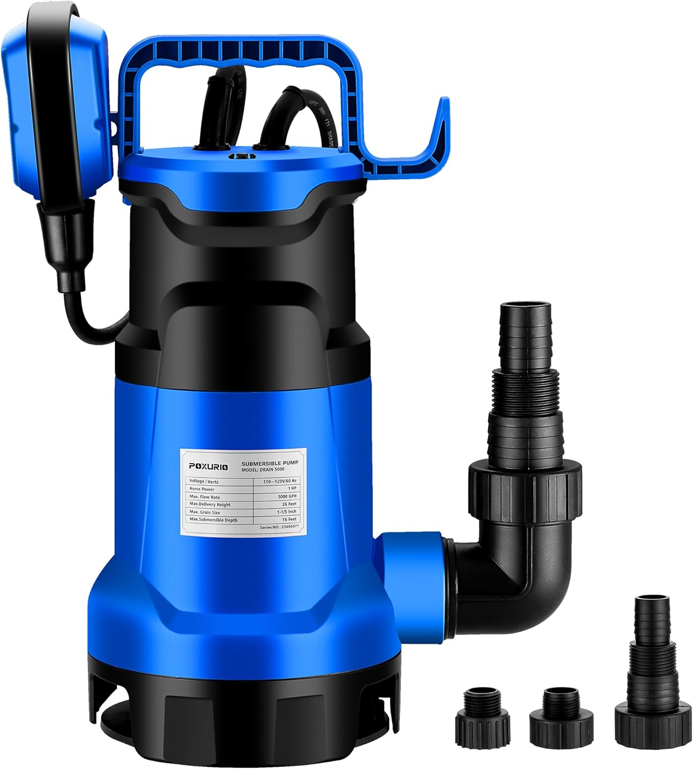 POXURIO Automatic Sump Pump, 1HP 5000GPH Submersible Sump Pump with ...