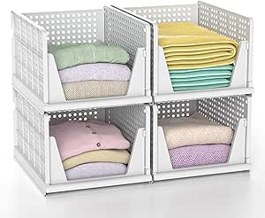 ZOINLIY Stackable Foldable Storage Baskets for Home Organization