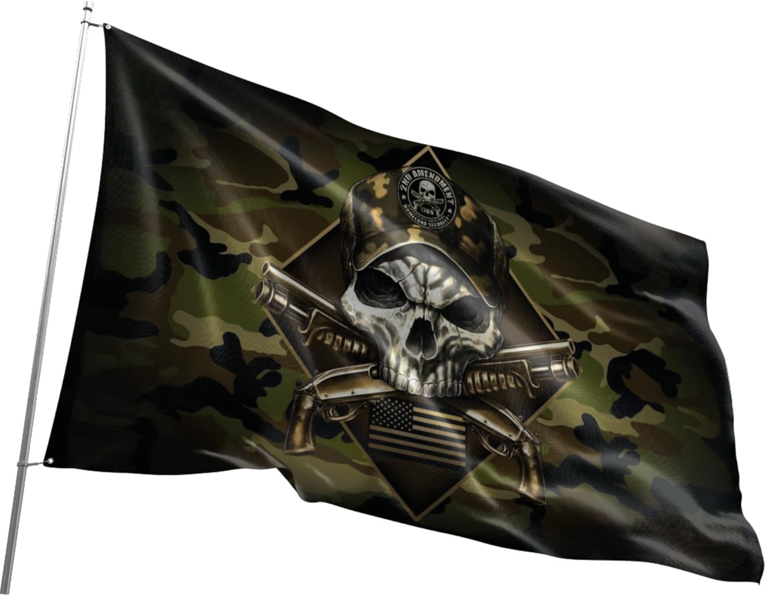Amazon.com : Fun Flags Camo With Skull And Guns Flag - Durable and ...