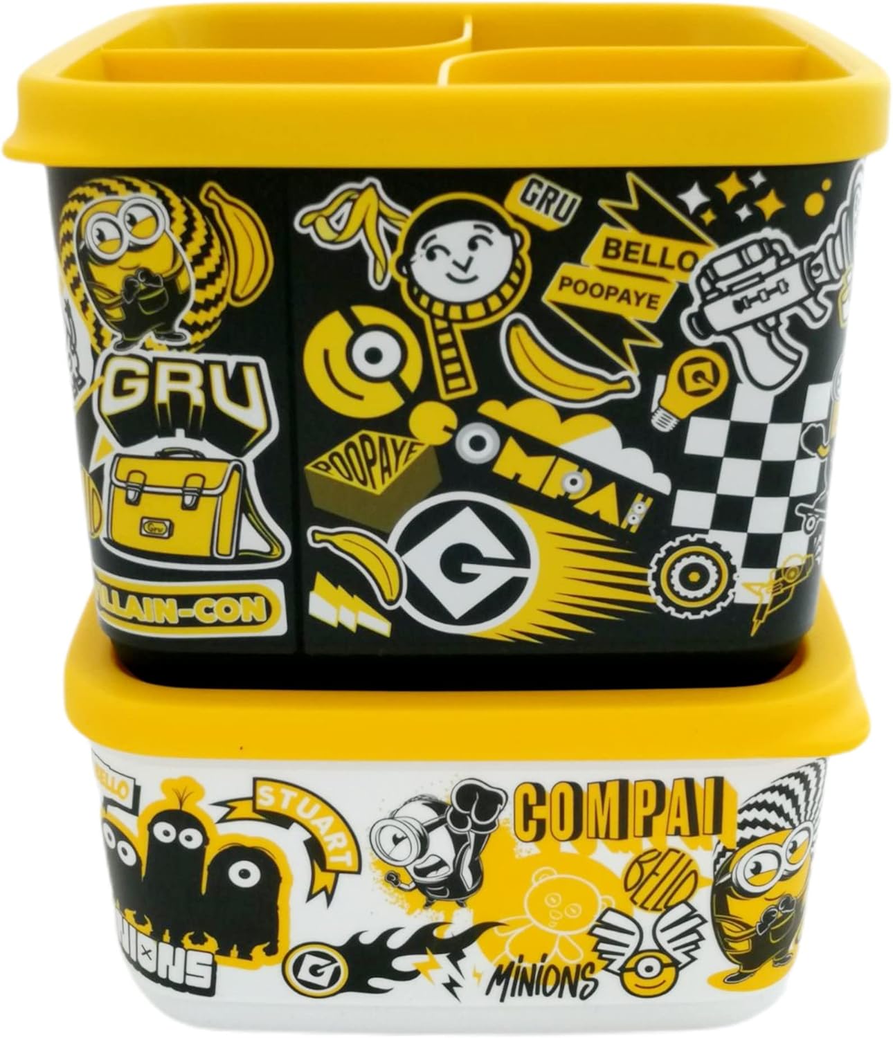 Tupperware Cubix Set (2) 1.0 Litre+650 ml Minion Kids Motif Black White ...