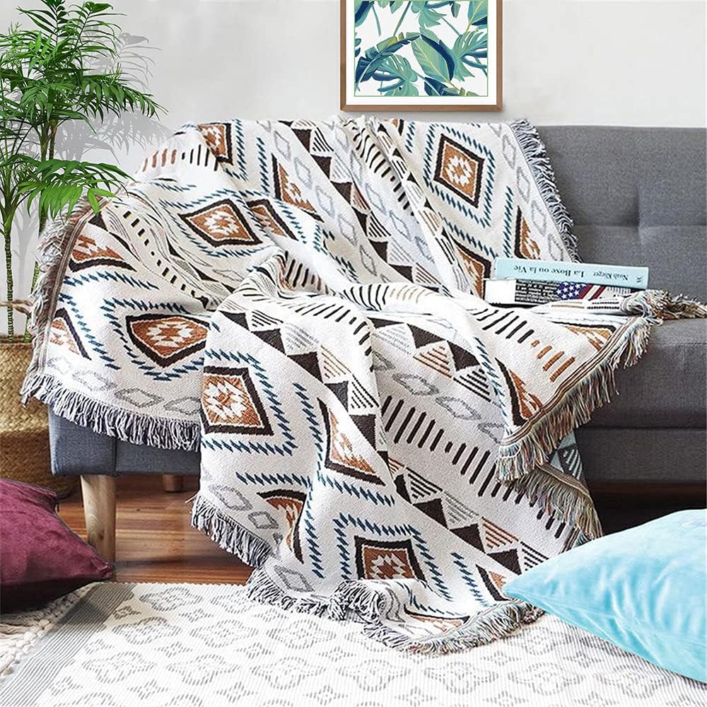 Amazon.com: Lqprom Boho Throw Blankets Knit Bed Blankets with Tassel ...