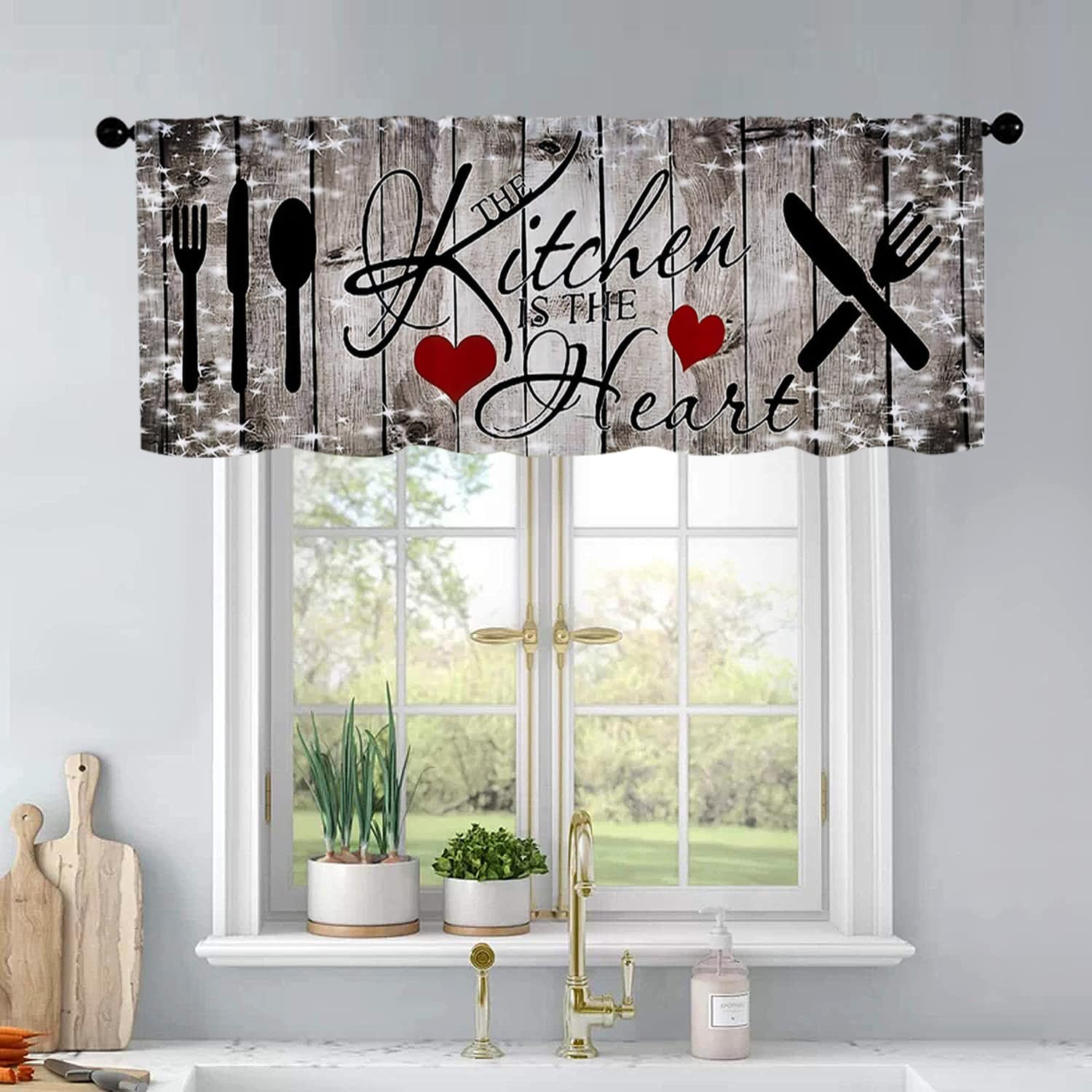 Amazon.com: BrilliStar Farmhouse Kitchen Curtains with Small Fork and ...