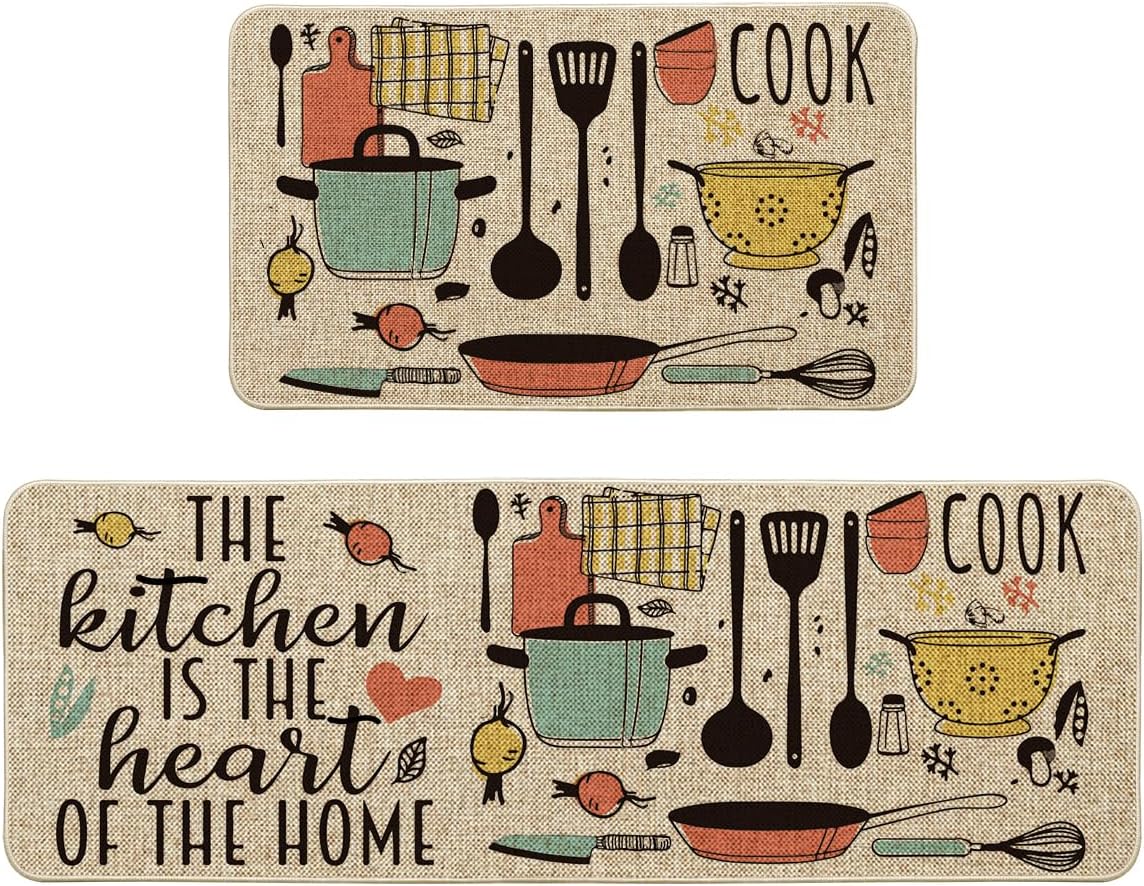 Amazon.com: HOLVDENG Kitchen Mat Set of 2 Non Slip Thick Kitchen Rugs ...