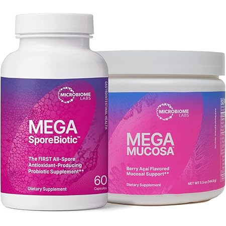 Microbiome Labs MegaSporeBiotic (60 Capsules) + MegaMucosa (5.5oz ...