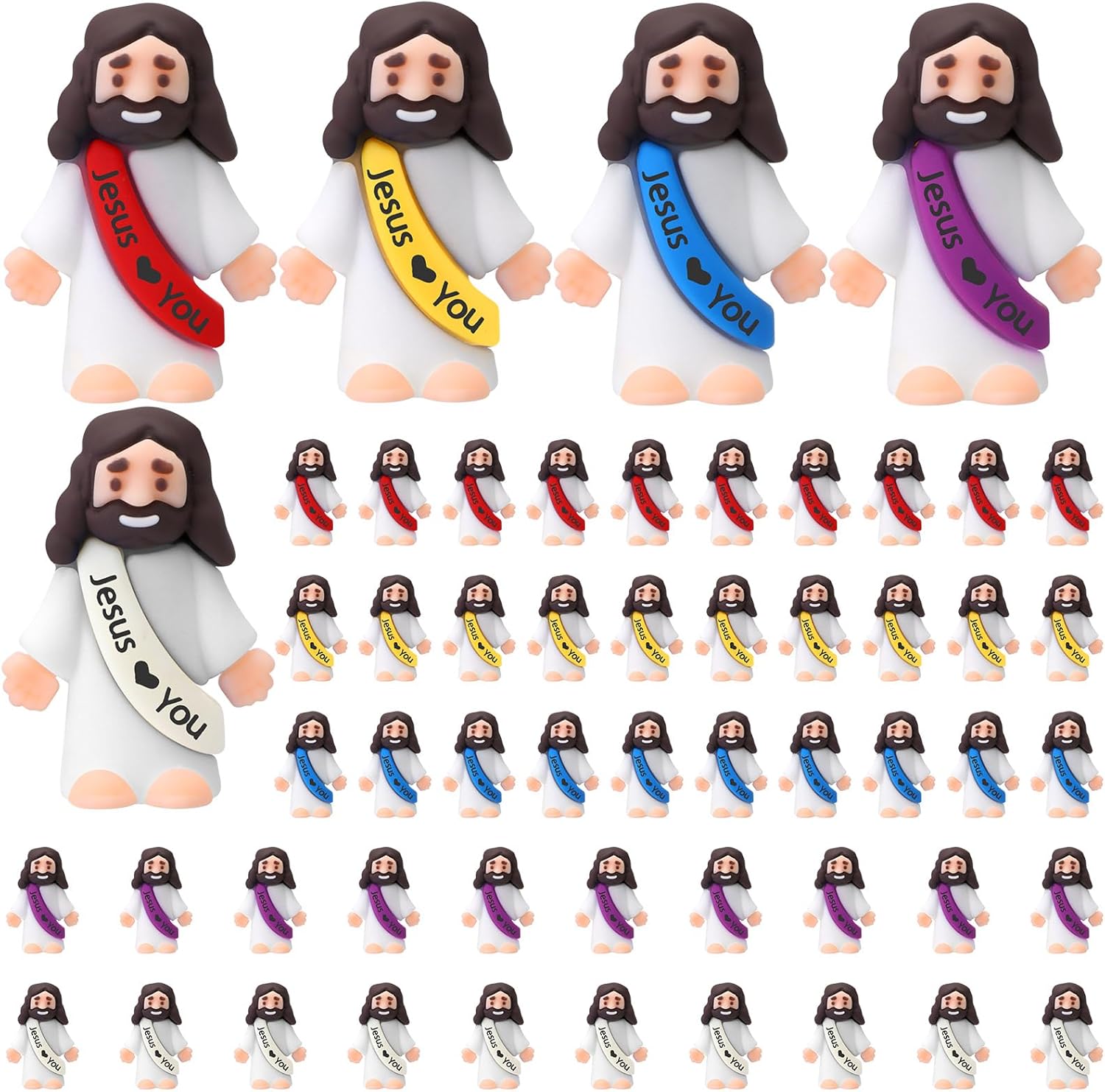 Amazon.com: Bememo 50 Pcs Mini Jesus Figures Jesus Loves You Christ ...
