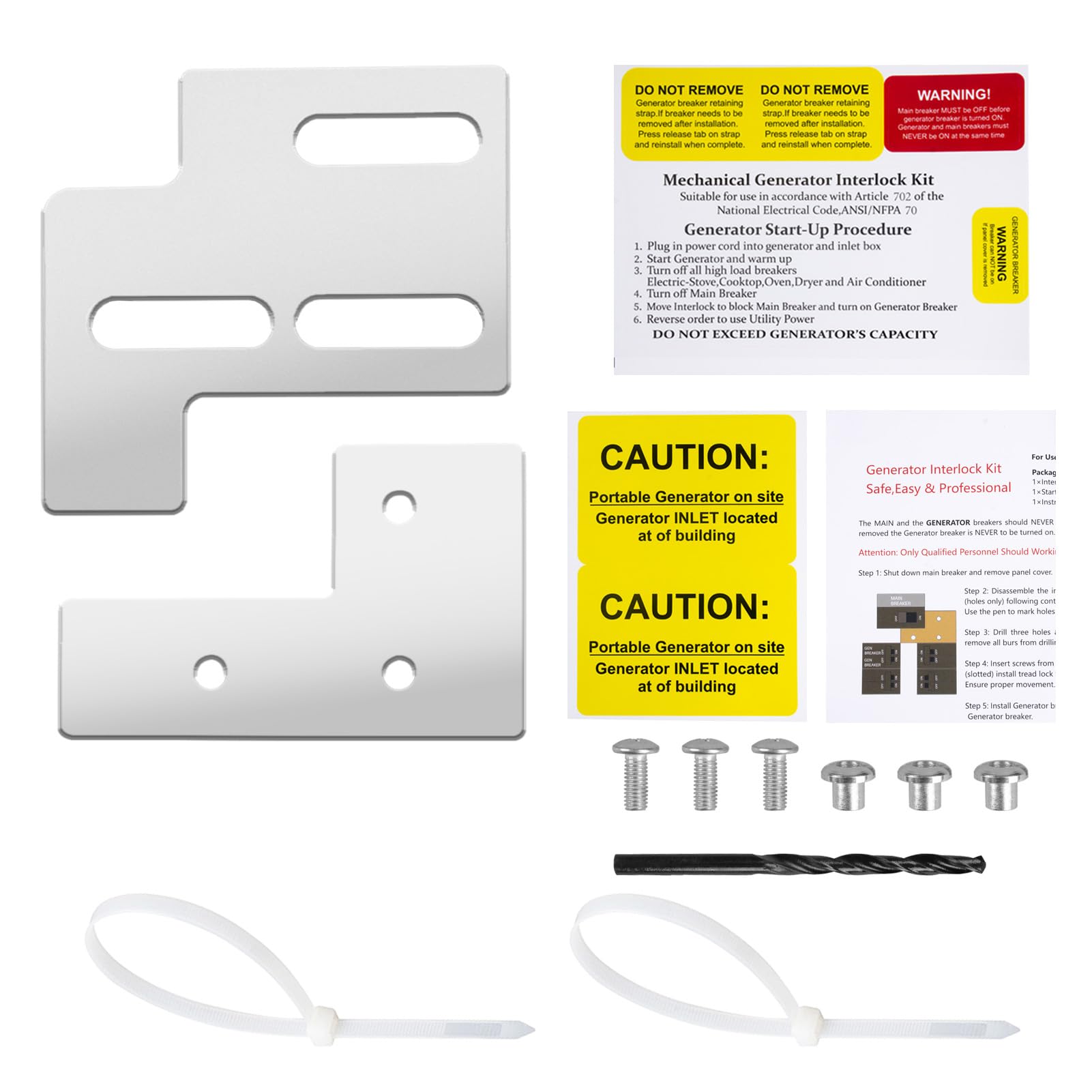 Generator Interlock Kit for Square D QO & Homeline 100-125 Amp Panels,3 ...