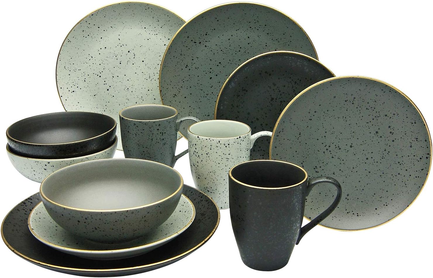 Amazon.com | CreaTable, series INDUSTRIAL GOLD, set of dishes, combination service 16 pieces ...