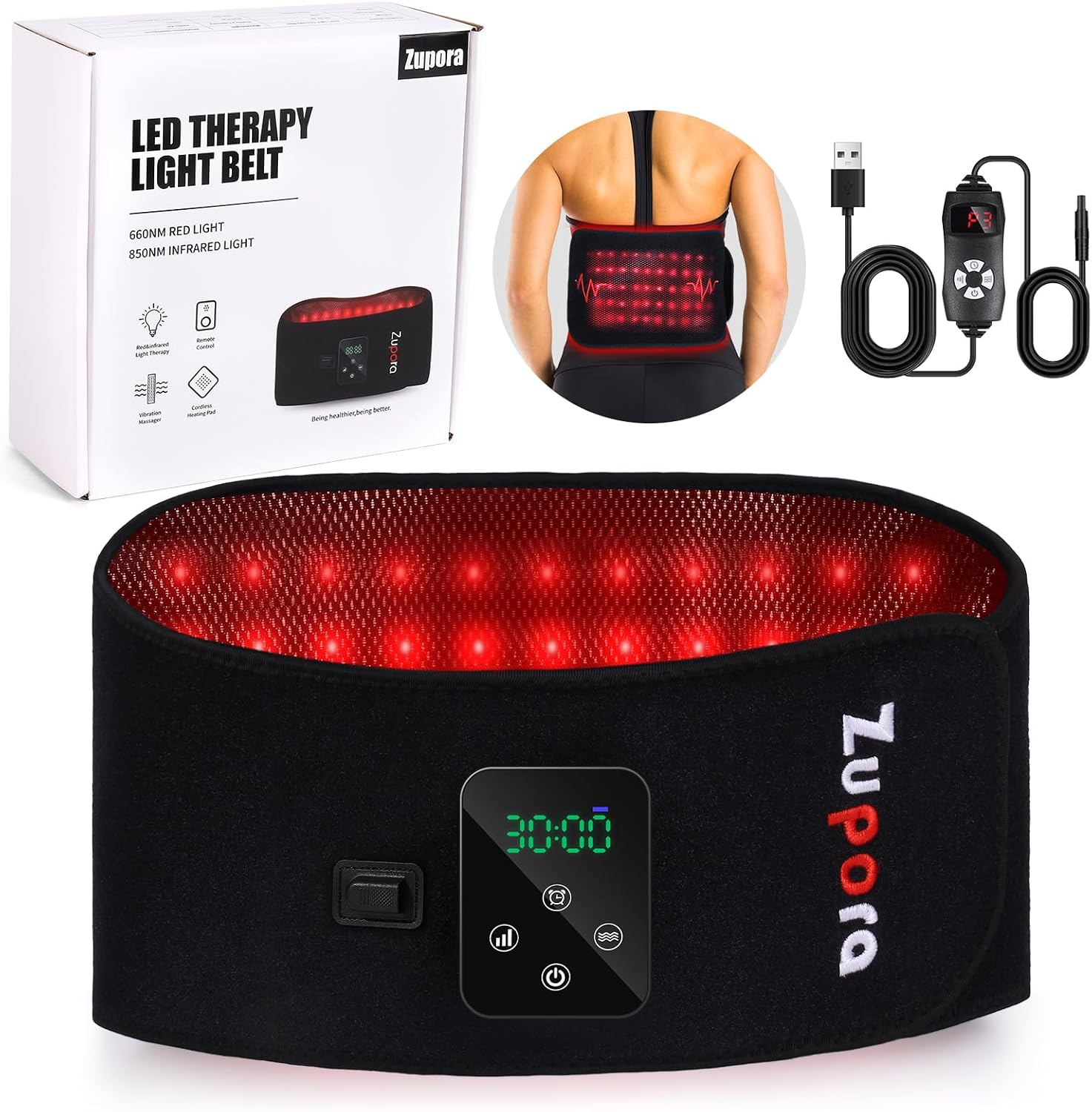Amazon.com: yehapp Cordless Back Massager Belt,Red Light Therapy ...
