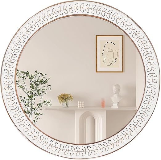 Amazon.com: 26 inch Round Mirrors for Wall Wood Circle Mirror with ...