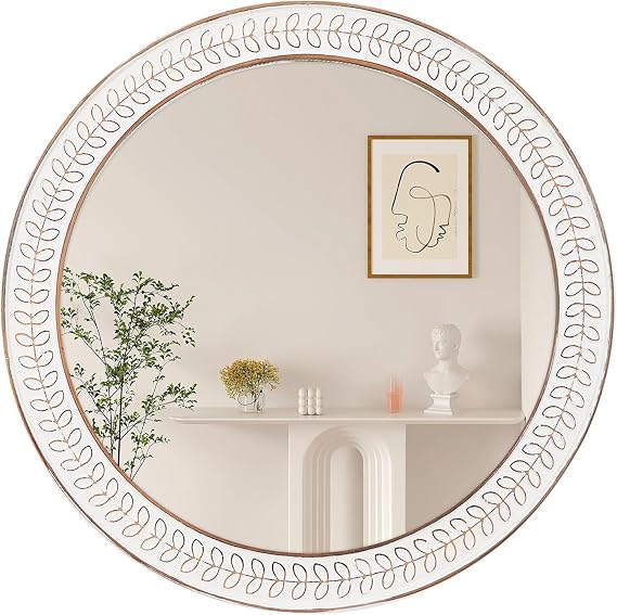 Amazon.com: 26 inch Round Mirrors for Wall Wood Circle Mirror with ...