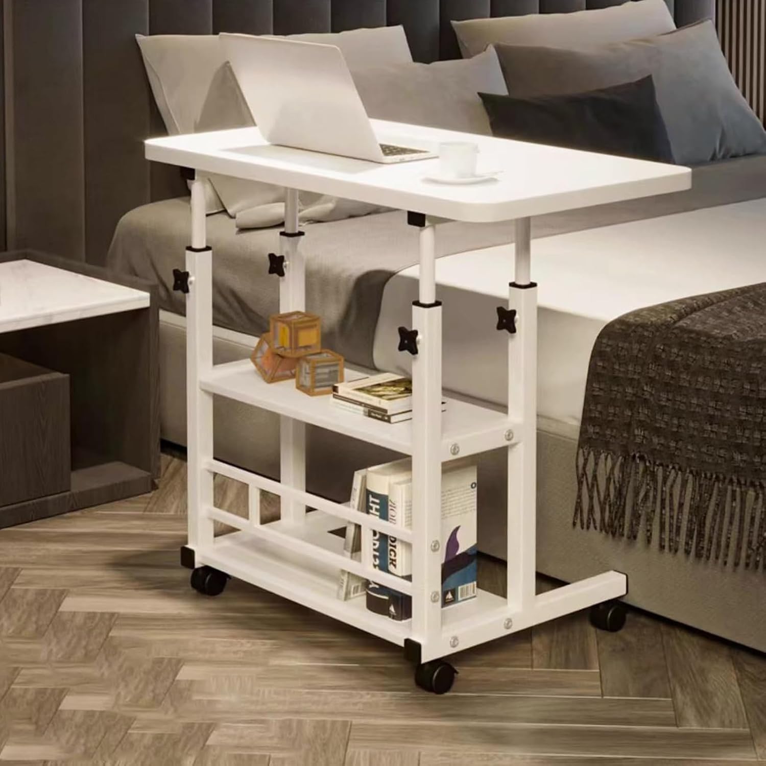 X spring Adjustable Home Office Desk, Portable Study Computer Rolling ...