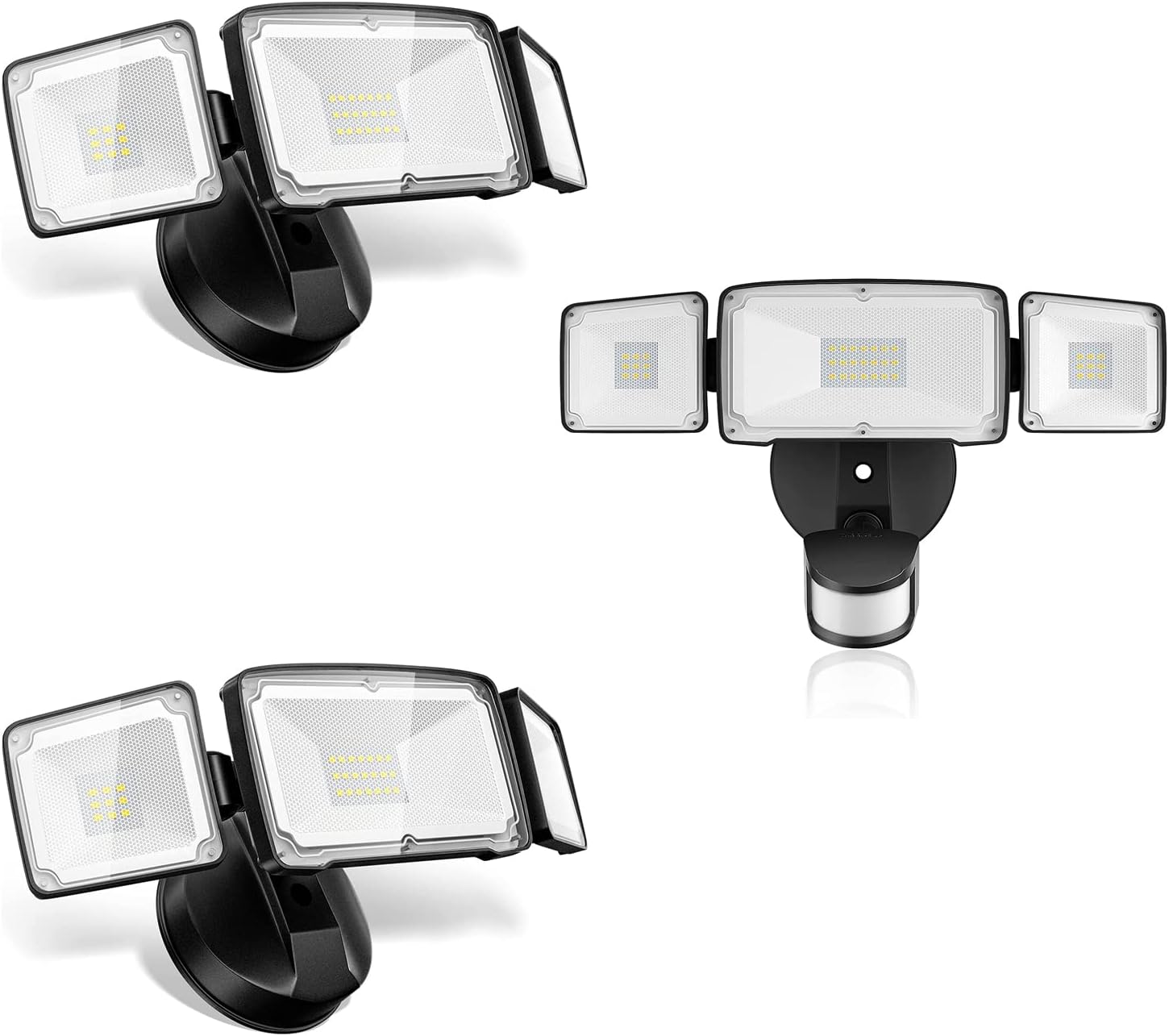 Amico 3 Pack LED Security Light Black, 1 Motion Activated + 2 Switch ...