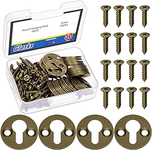 Glarks 50pcs 25mm Round Keyhole Hangers, Bronze Keyhole Shelf Brackets ...
