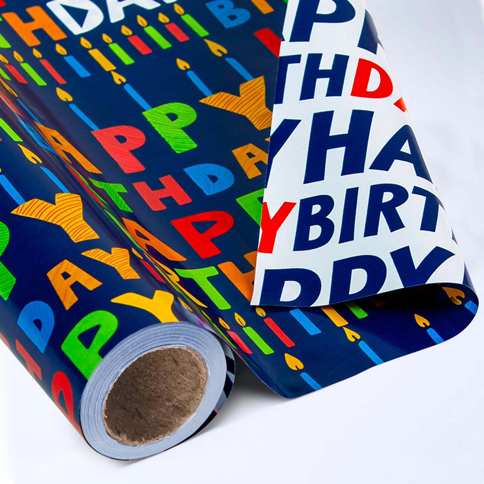 Amazon.com: Reversible Birthday Wrapping Paper Roll - 17 Inch X 33 Ft ...
