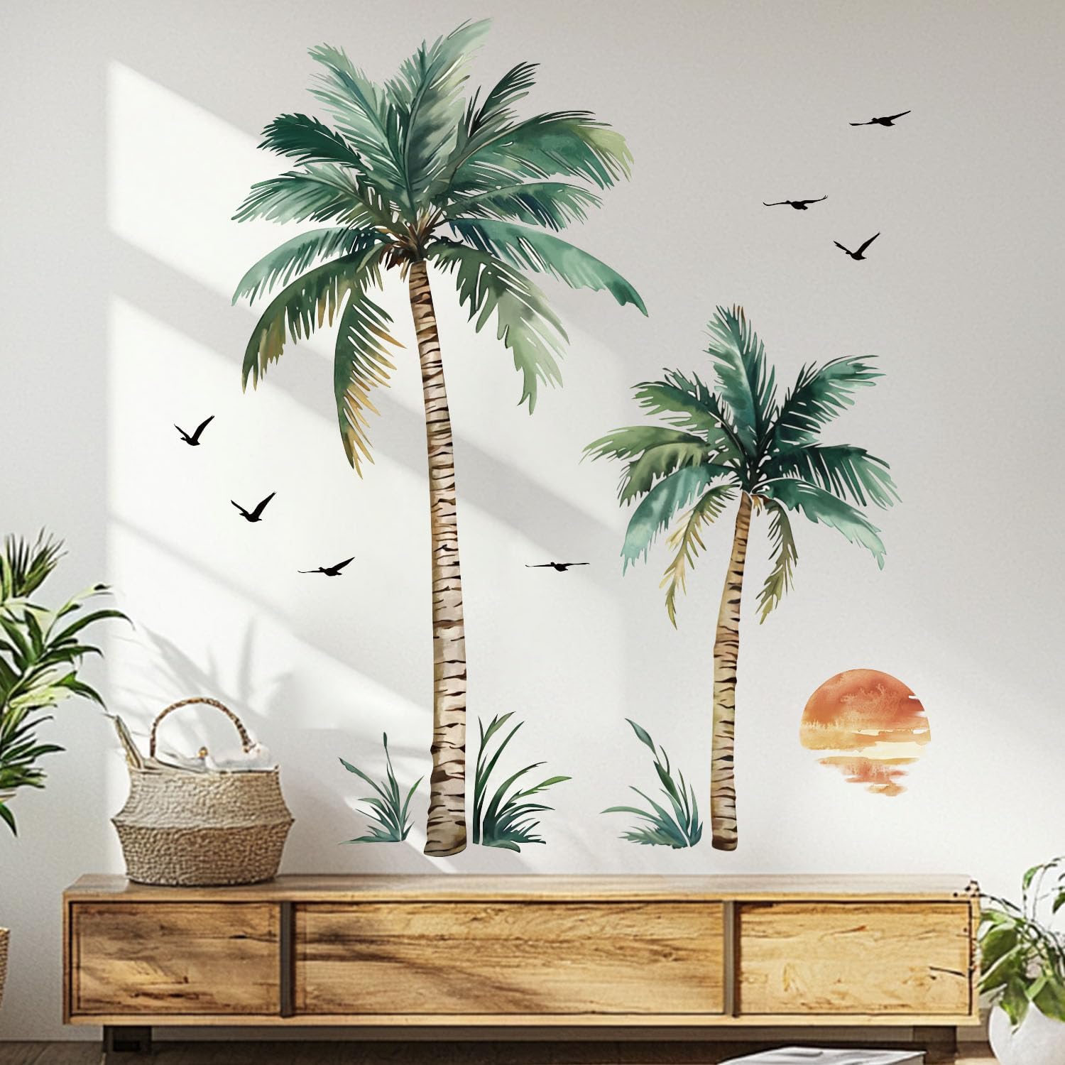 Amazon.com: Sunset Palm Tree Wall Decals Sticker,Palm Tree Wall ...