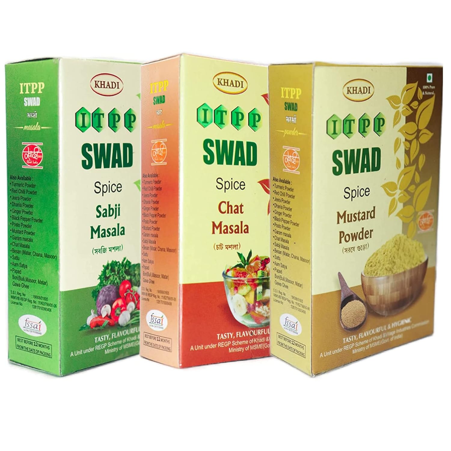 ITPP SWAD Pure Sabji Masala 50G,Chat Masala 50G, Mustard Powder 50G ...