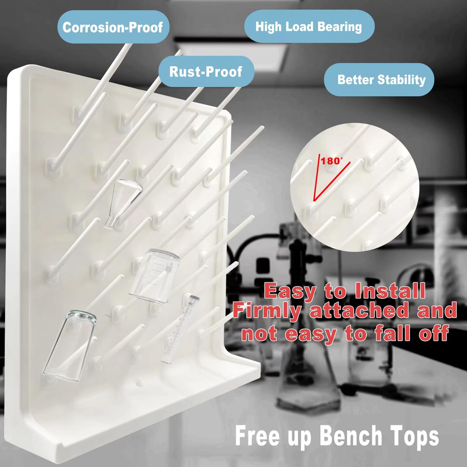Snapklik.com : Lab Drying Rack 27 Pegs Laboratory Cabinets Glass Drying ...