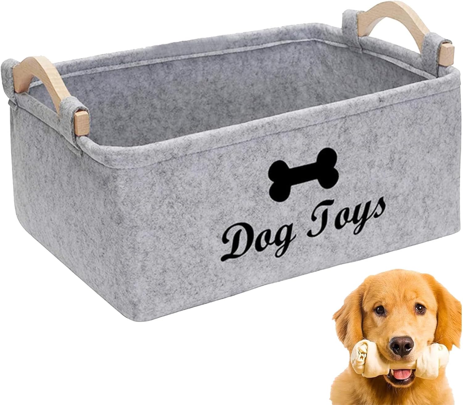 YSFVNP Dog Toy Storage, Dog Toy Box, With Wooden Handle and Cute ...