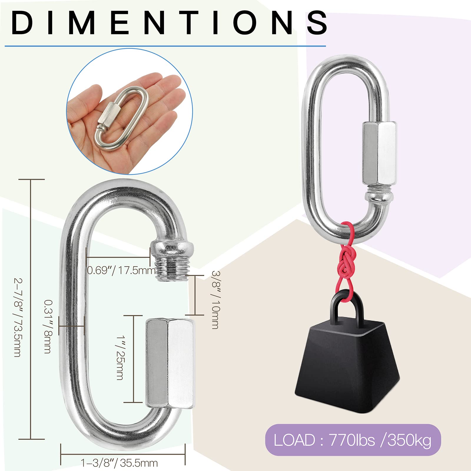 Snapklik.com : Masendelk 5pcs M8 Quick Link Chain, 5/16 Inch Stainless ...