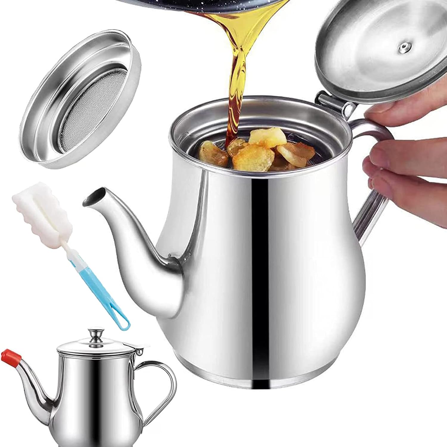 Amazon.com: AODGHC Bacon Grease Container, Stainless Steel Oil Strainer ...