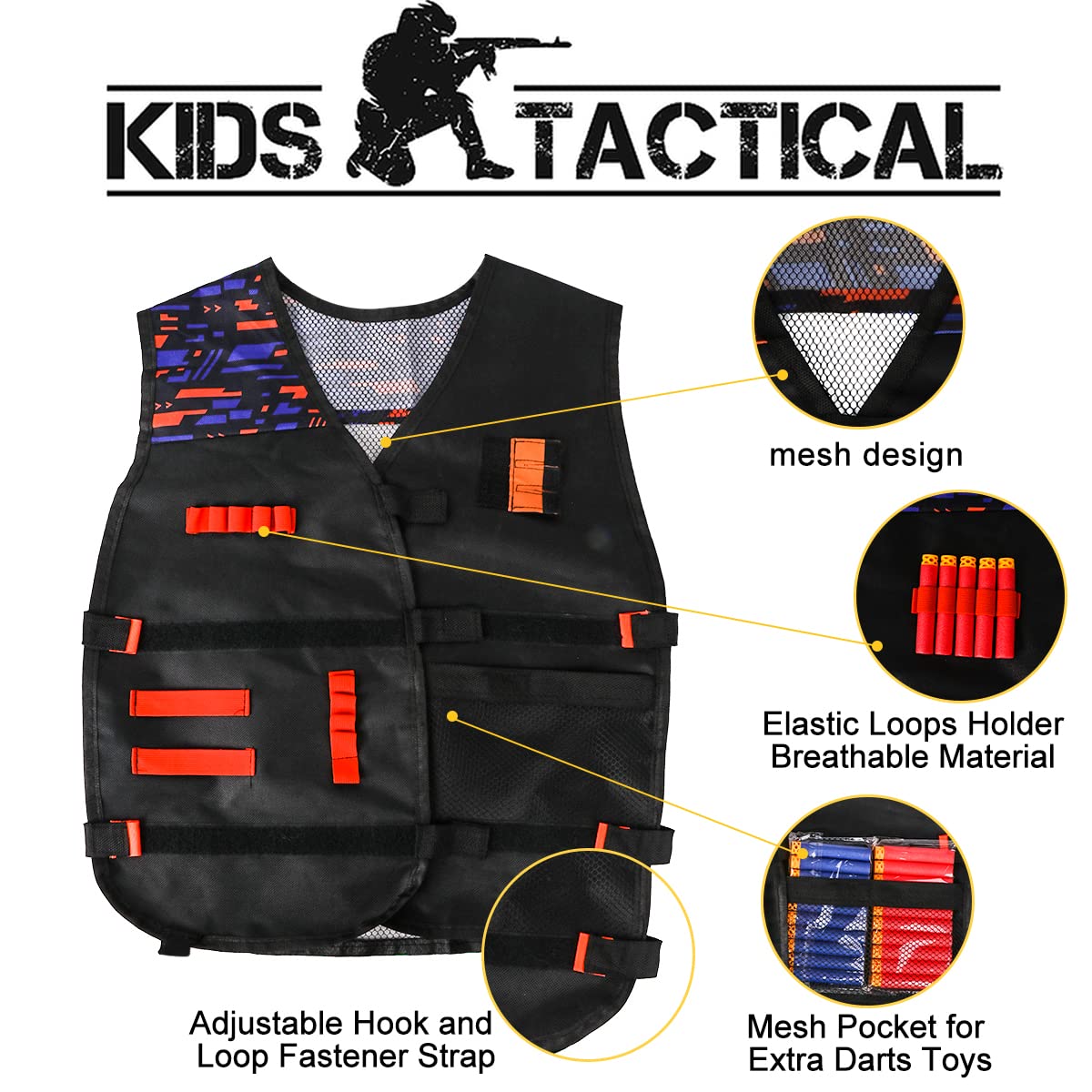 Kids Tactical Vest, Adjustable Tactical Vest Jacket Kit for Nerf Toy ...