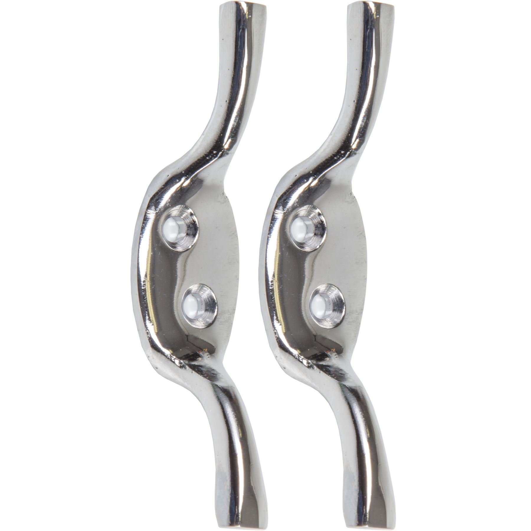 2X Polished Chrome Cleat Hooks - 75mm Metal Blind/Curtain Wall Tie ...