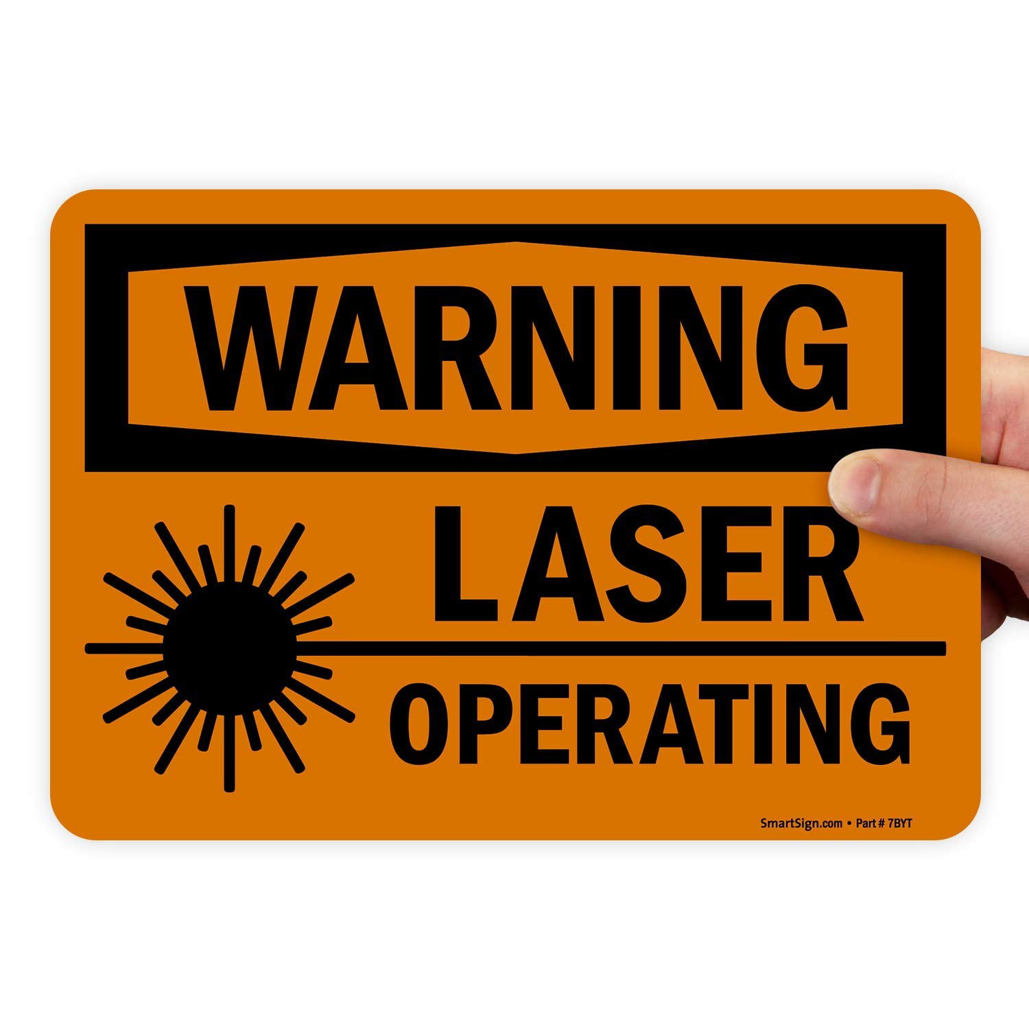 SmartSign 7 x 10 inch"Warning - Laser Operating~ OSHA Label with Symbol ...