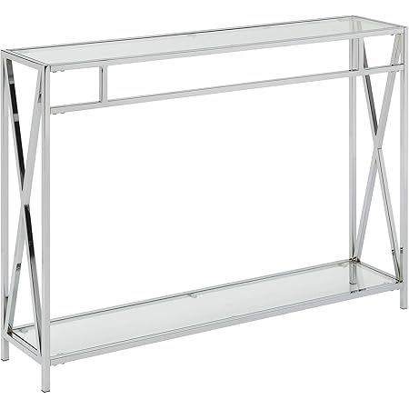 Amazon.com: Convenience Concepts Nadia Chrome Console Table, Clear ...